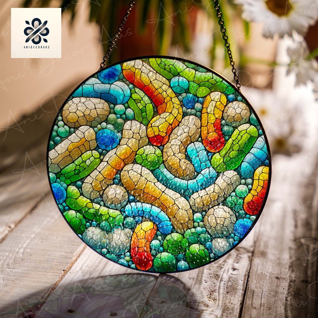 Bacteria GLASS Suncatcher, Home Decor Sign, Window Hanging, Bacteria ...
