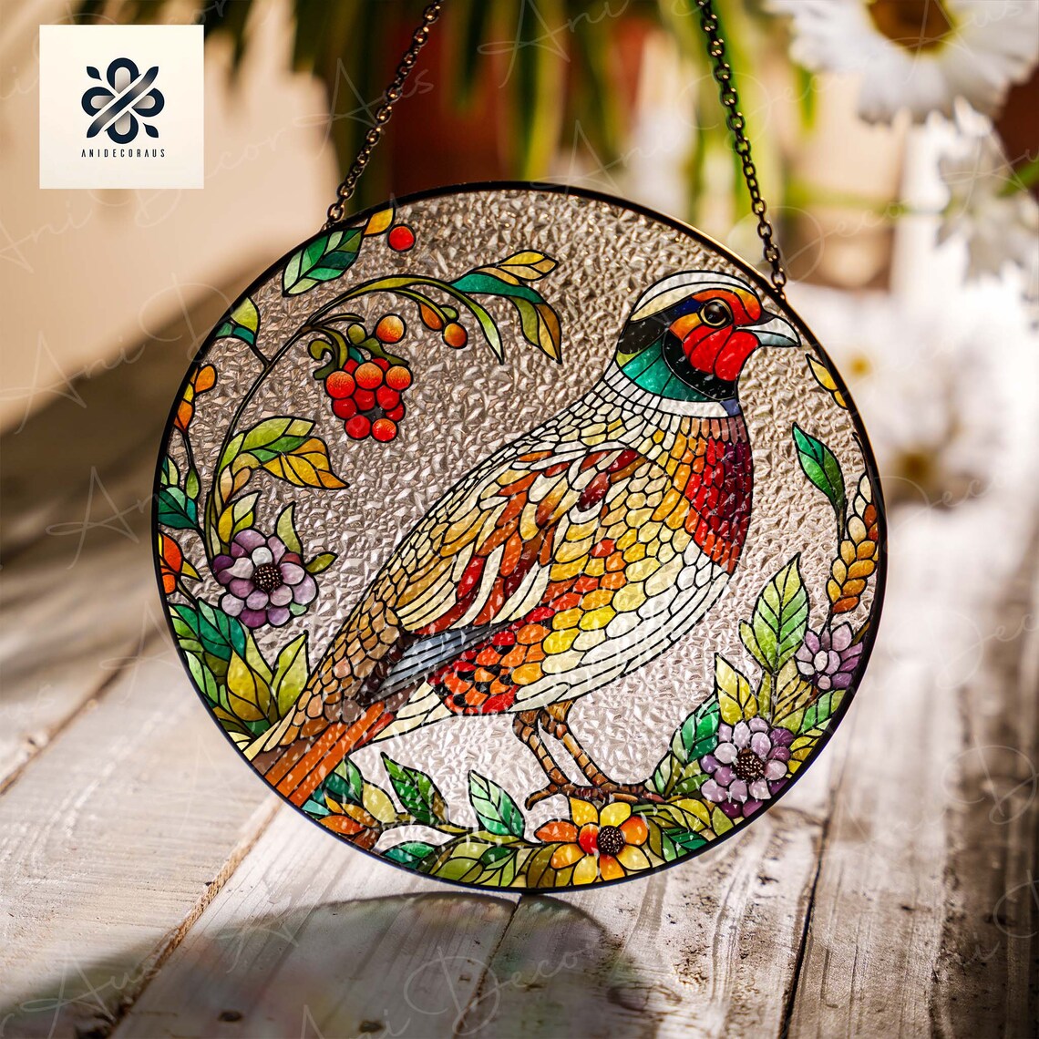 Partridge GLASS Suncatcher, Stained Glass Artwork, Home Decor Sign ...