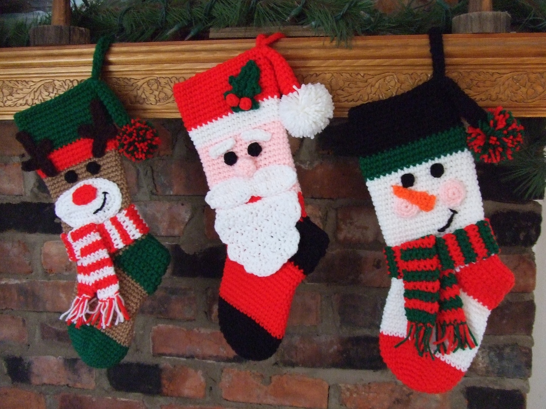 CROCHET PATTERN CV165 Christmas Stockings Crochet Pattern - Snowman ...