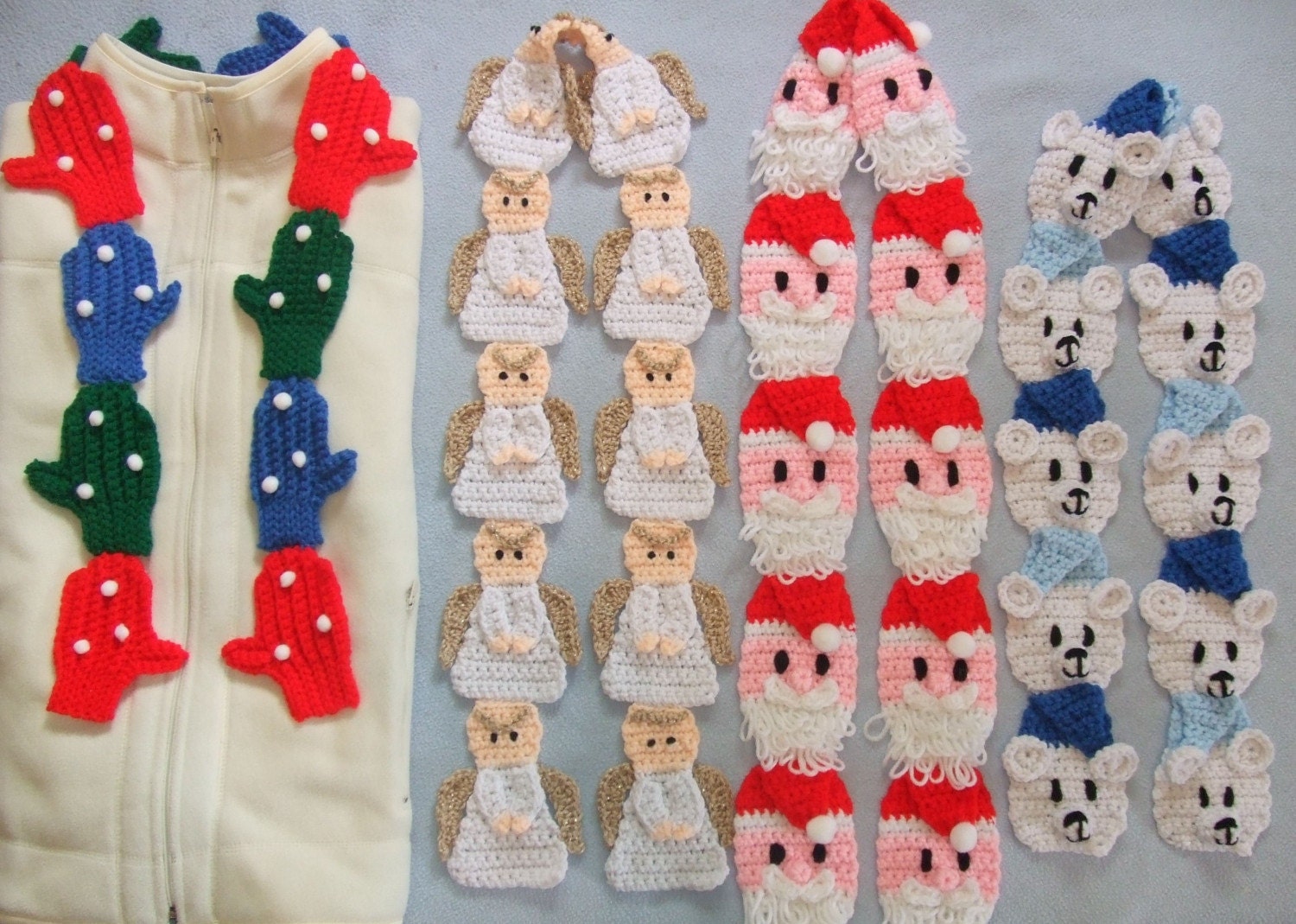 CROCHET PATTERN - CV020 Santa Scarf - Bear Scarf - Angel Scarf - Mitten ...