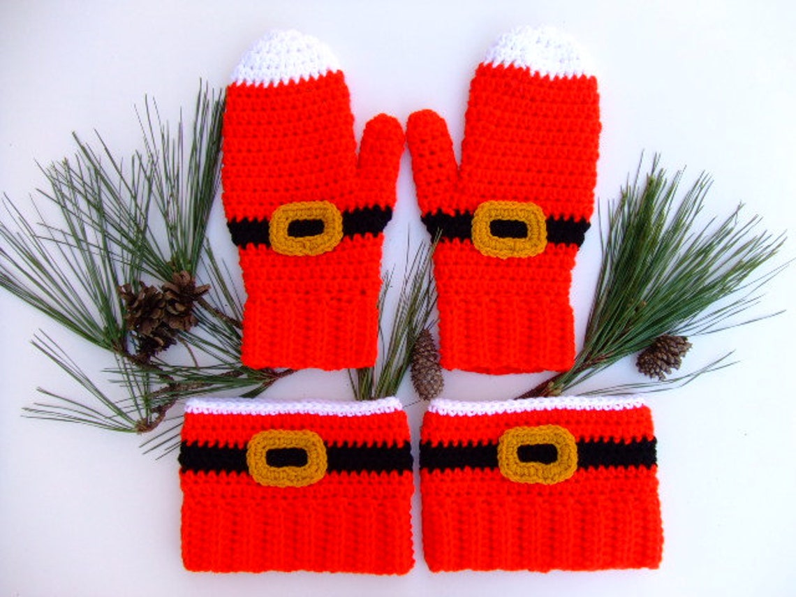 CROCHET PATTERN - CV153 Santa Mittens and Boot Cuffs - PDF Download - Etsy