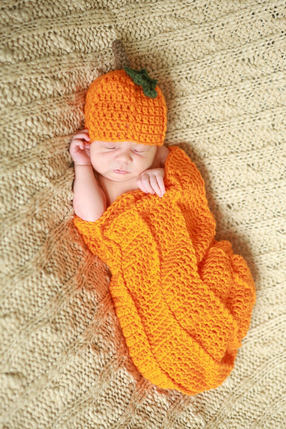 CROCHET PATTERN CV132 Baby Pumpkin Cocoon and Hat - Baby Photography ...