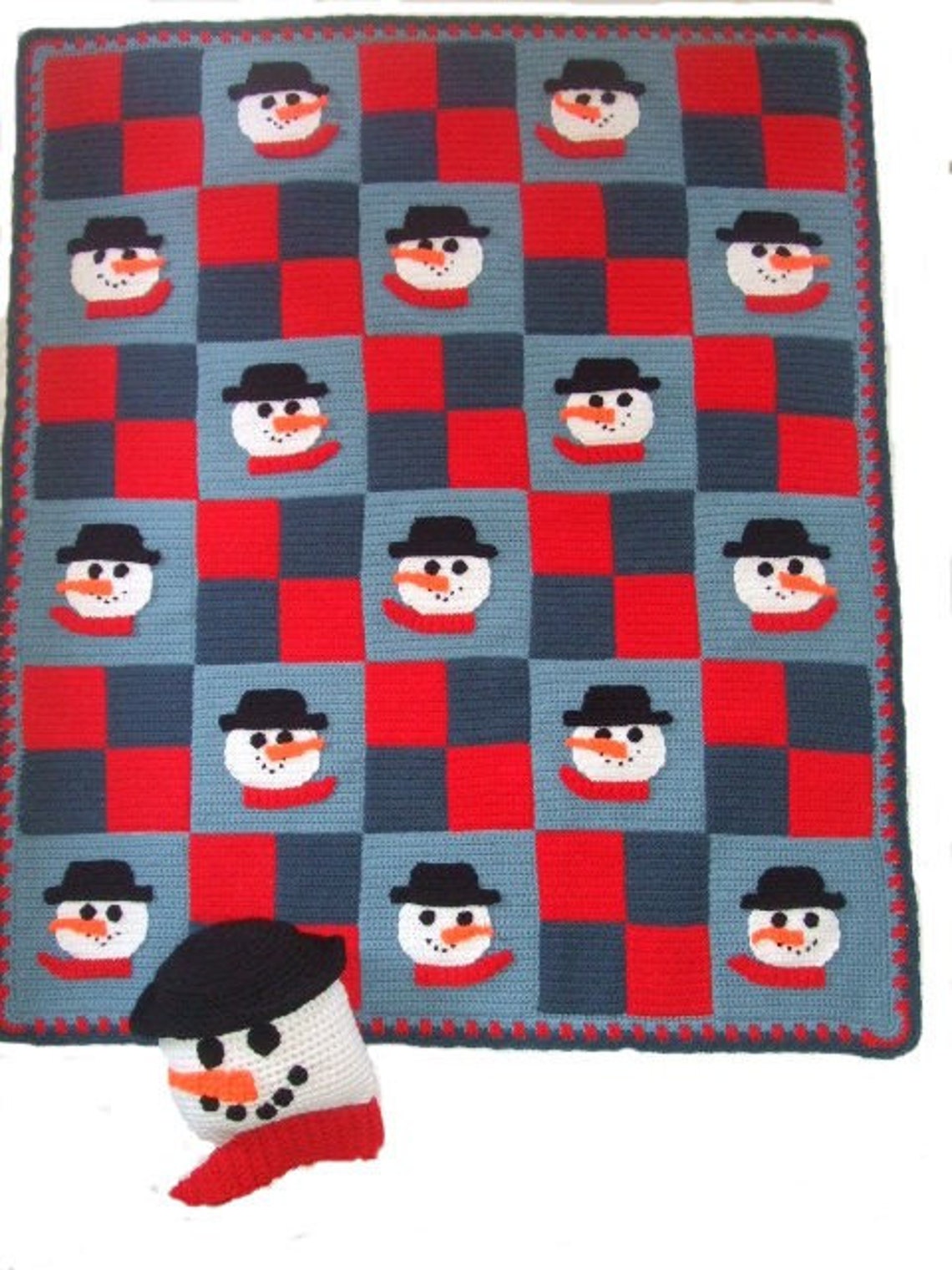 CROCHET PATTERN CV030 Snowman Afghan and Pillow PDF | Etsy