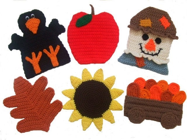 CROCHET PATTERN - CV027 Happy Harvest Fall Potholders - PDF Download - Etsy
