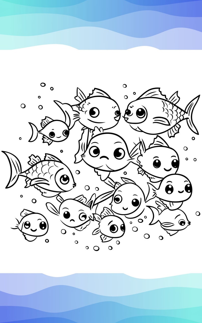 Under the Sea Coloring Pages for Kids, Ocean Creatures, Coloring Blue ...