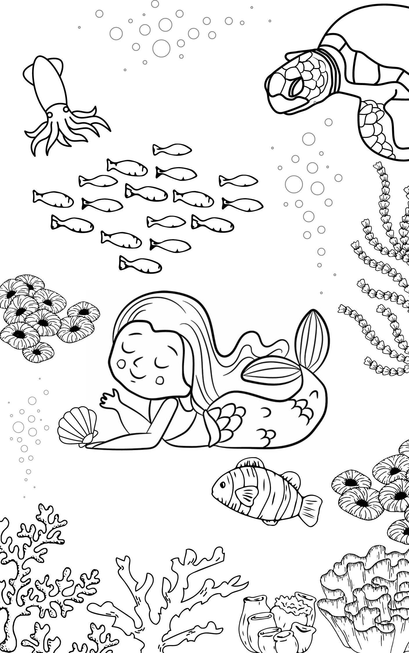 Under the Sea Coloring Pages for Kids, Ocean Creatures, Coloring Blue ...