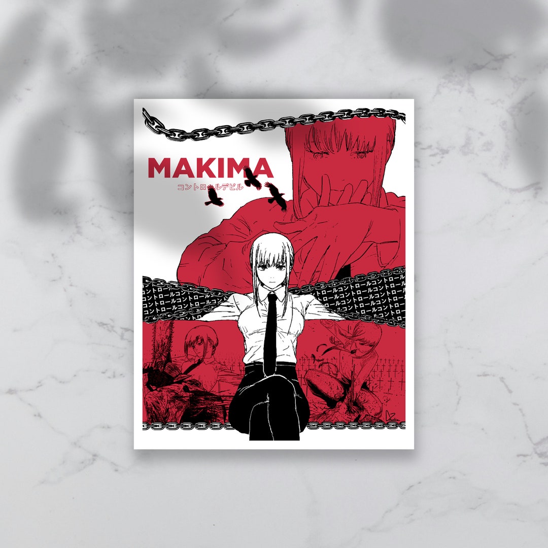 Makima white Background Chainsaw Man Art Print Home Wall Decor Inspired ...