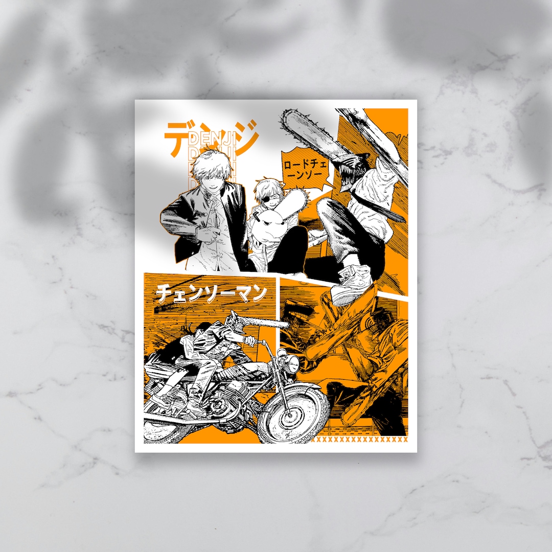 Denji white Background Chainsaw Man Art Print Home Wall Decor Inspired ...