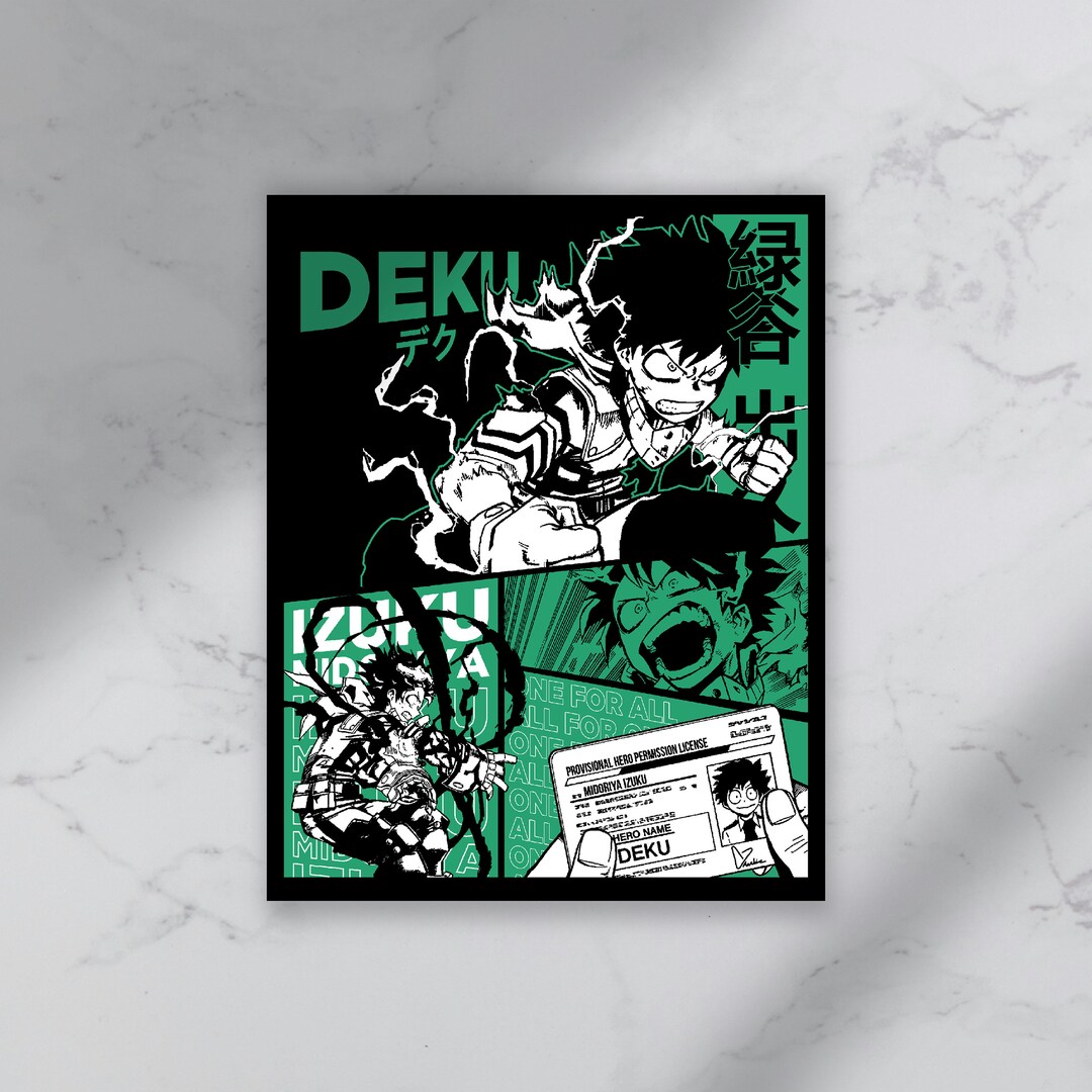 Izuku Deku Midoriya black Background My Hero Academia Manga Inspired ...