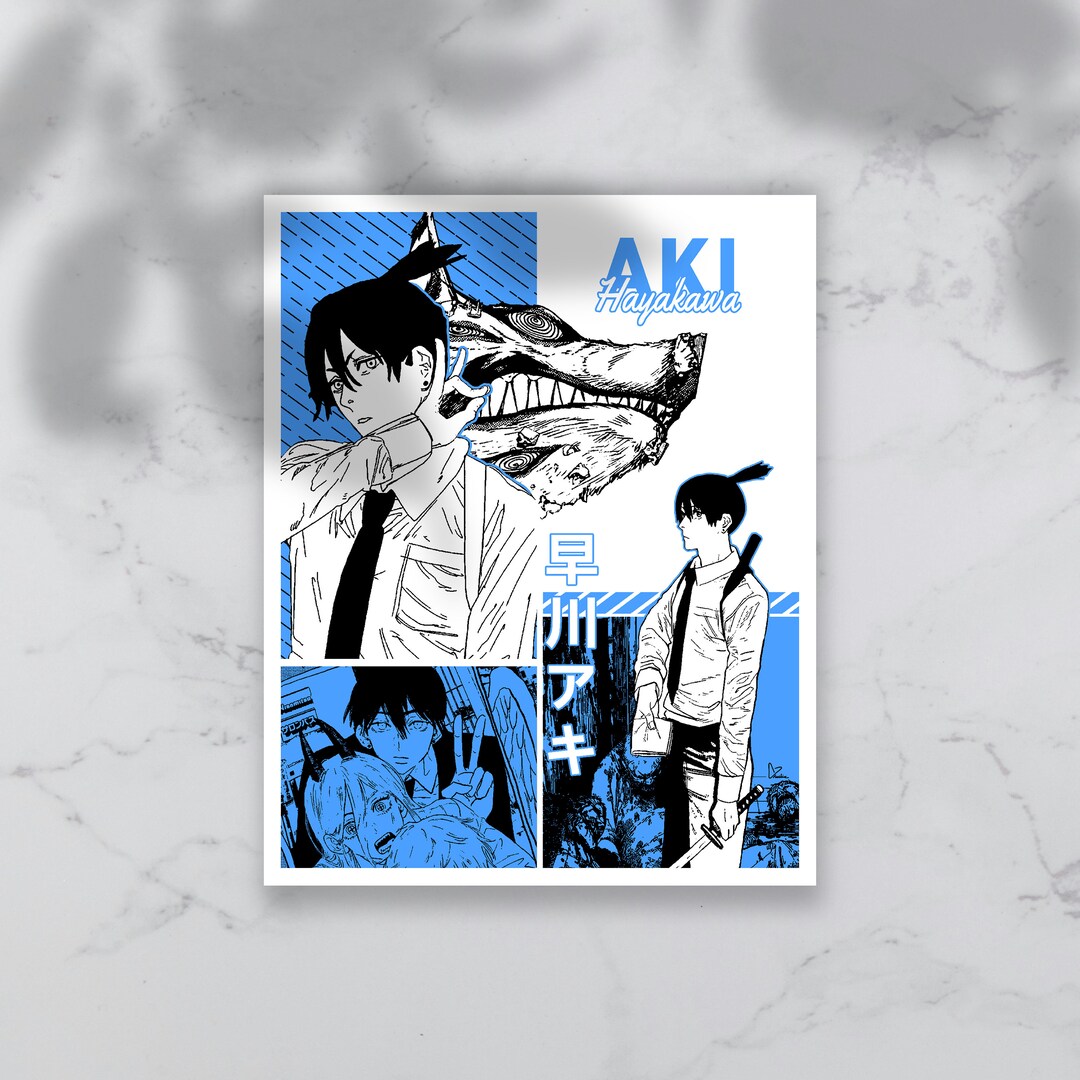 Aki Hayakawa white Background Chainsaw Man Manga Inspired Panel Collage ...