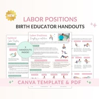 Labor Positions Handout, Birth Positions Handout, Labor and Delivery ...