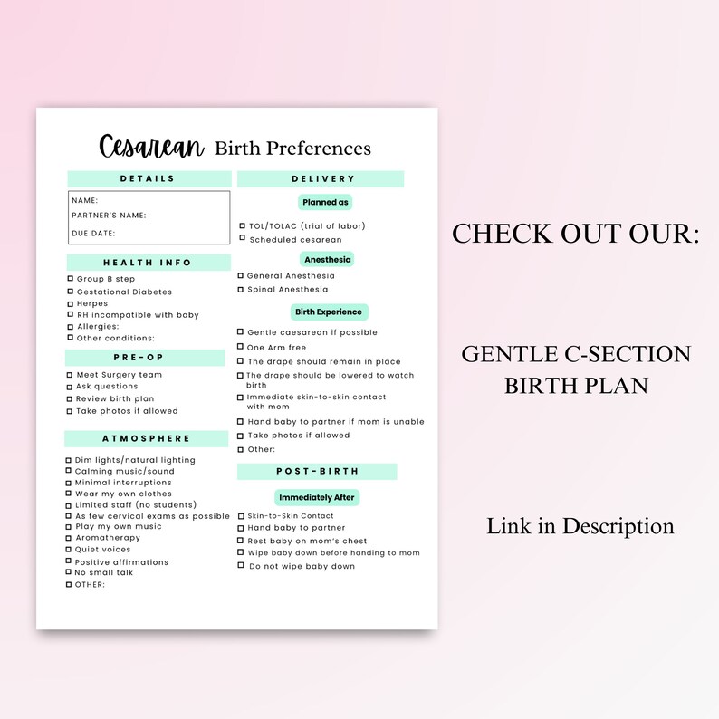 Editable Birth Plan Template, Simple Printable Canva Birth Plan, Visual ...
