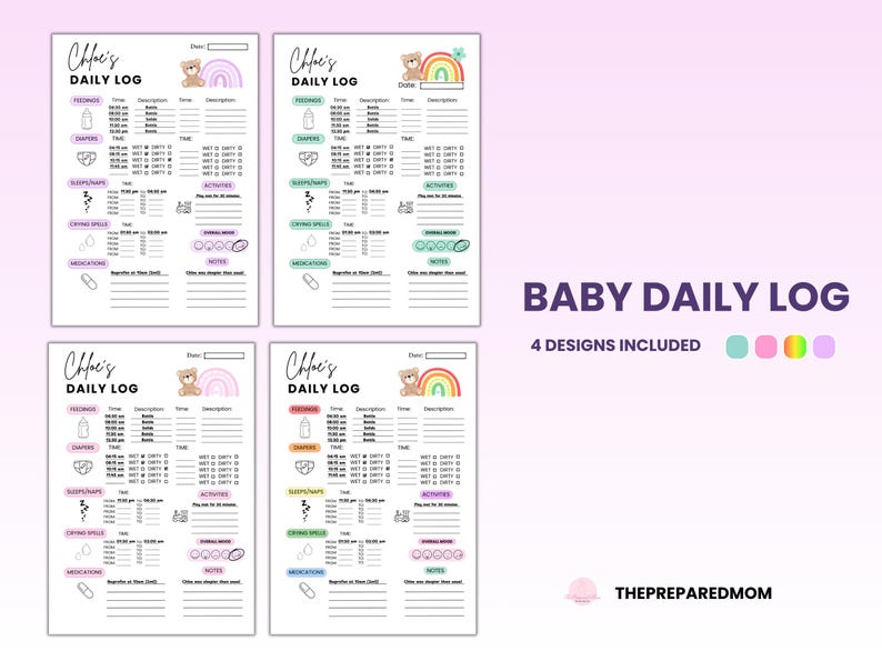 Editable Baby Daily Log | Infant Daycare Report | Printable Babysitter ...