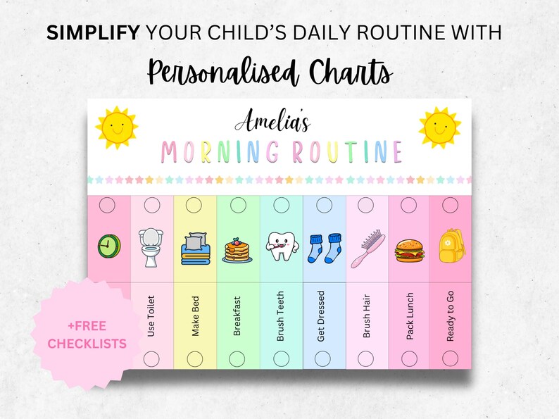 Kids Flip Chart, Printable Daily Routine Chart, Morning Bedtime Visual ...