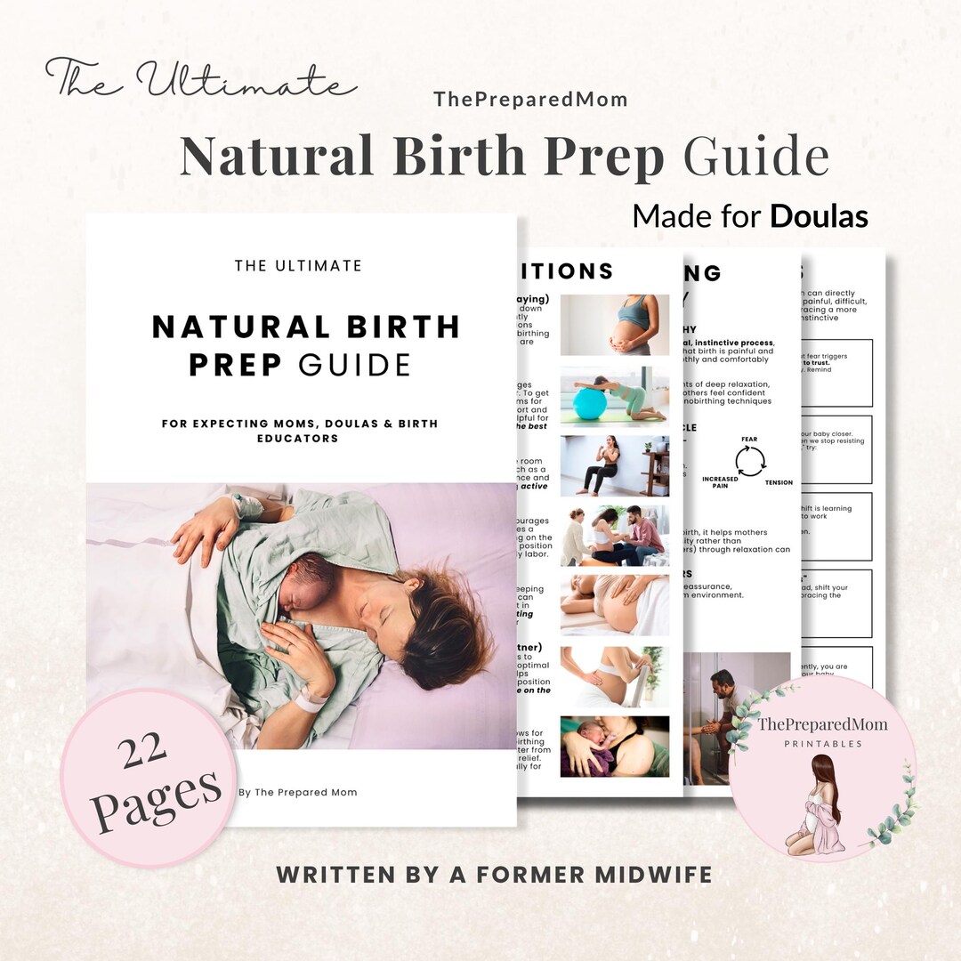 Natural Birth Preparation Guide & Workbook, Doula Handouts for Prenatal ...
