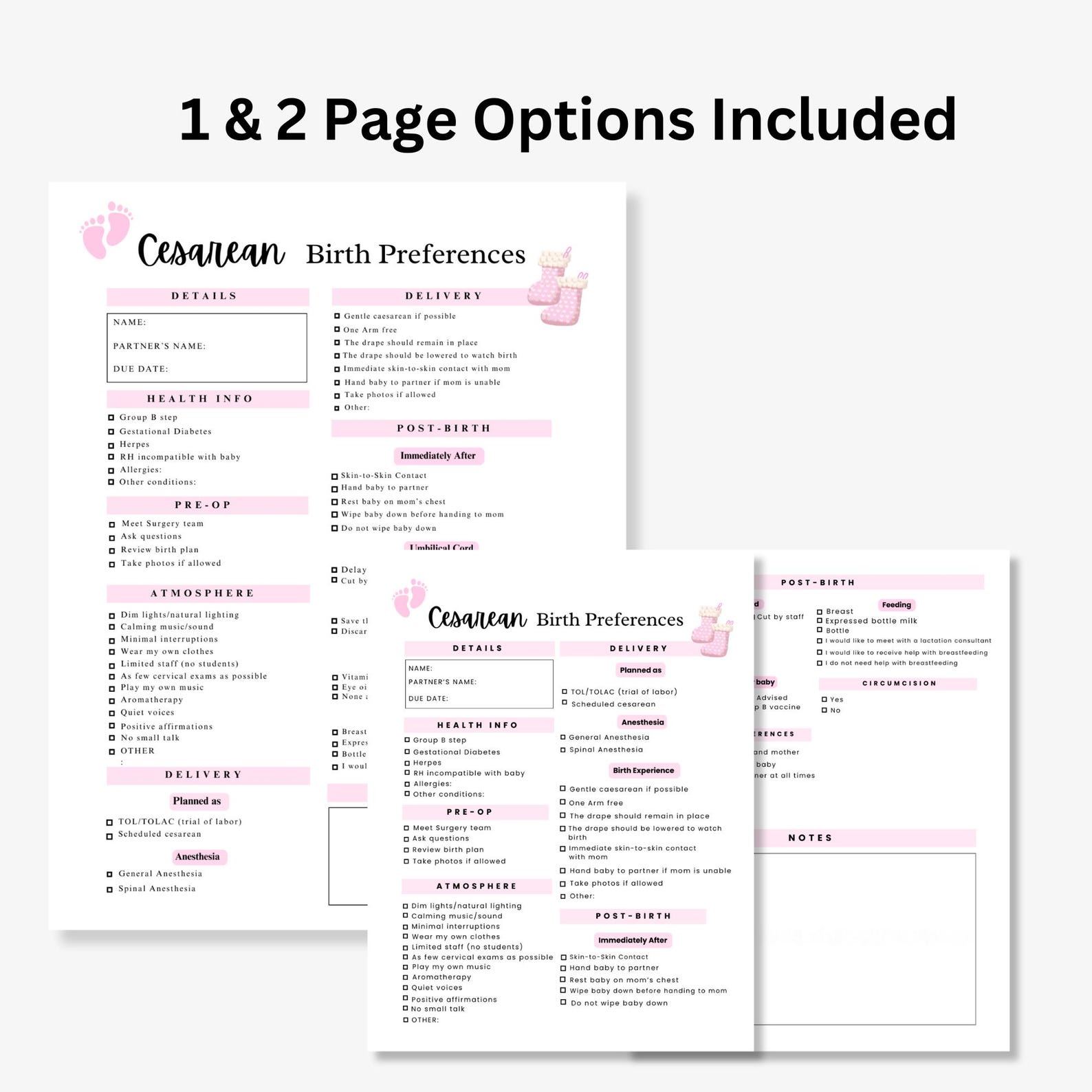 C-section Birth Plan Template, Baby Girl Birth Plan, Labor Delivery ...