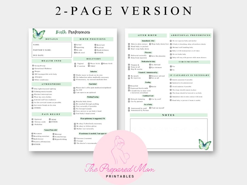 Simple Editable Birth Plan Template | Doula Pregnancy Printable |pastel ...