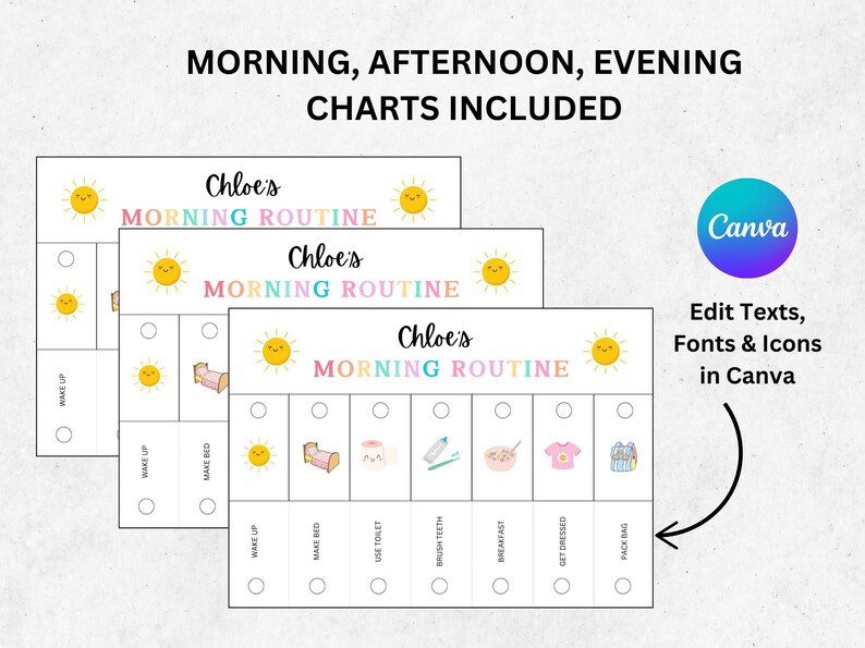 Picture Chore Charts for Kids, Toddler Chore Charts, Morning Evening ...
