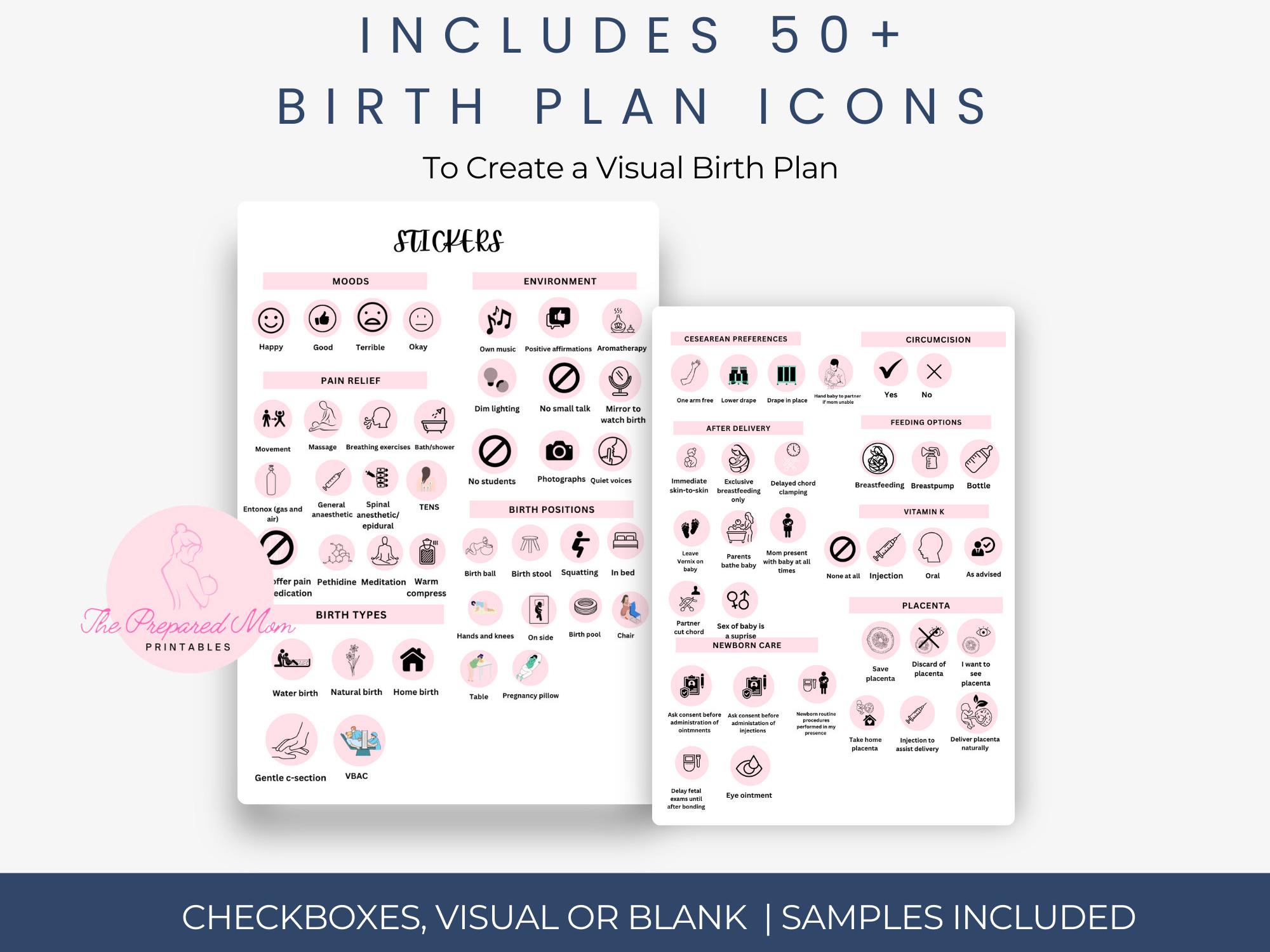 Birth Plan Template Bundle, Printable Editable Birth Plan Template ...