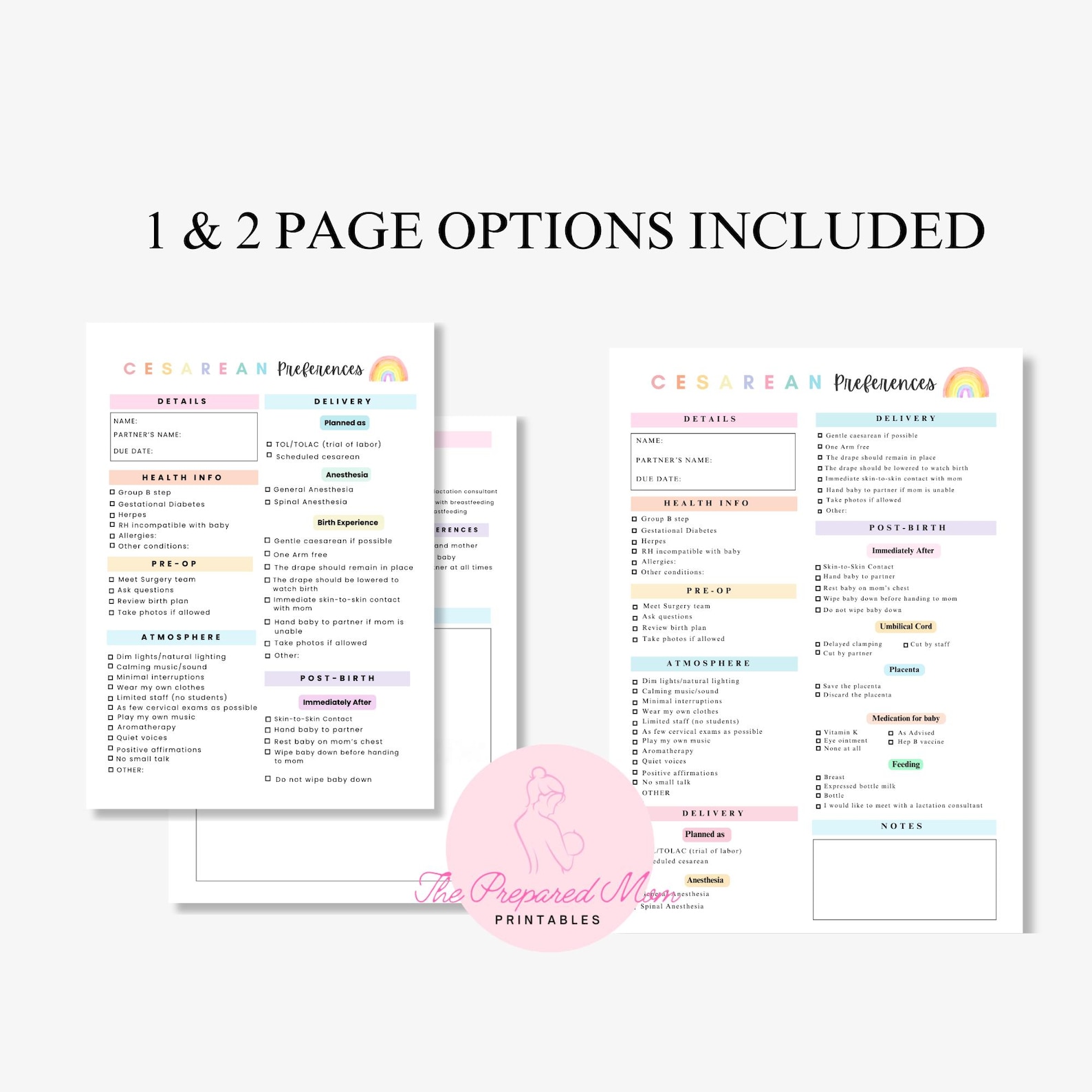 C-section Birth Plan Template, Editable Printable Cesarean Birth Plan ...