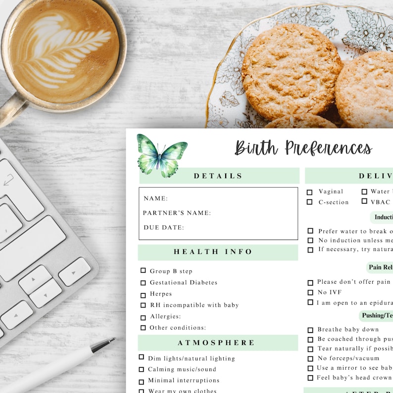 Editable Birth Plan Template Bundle Includes FREE Baby Checklist ...