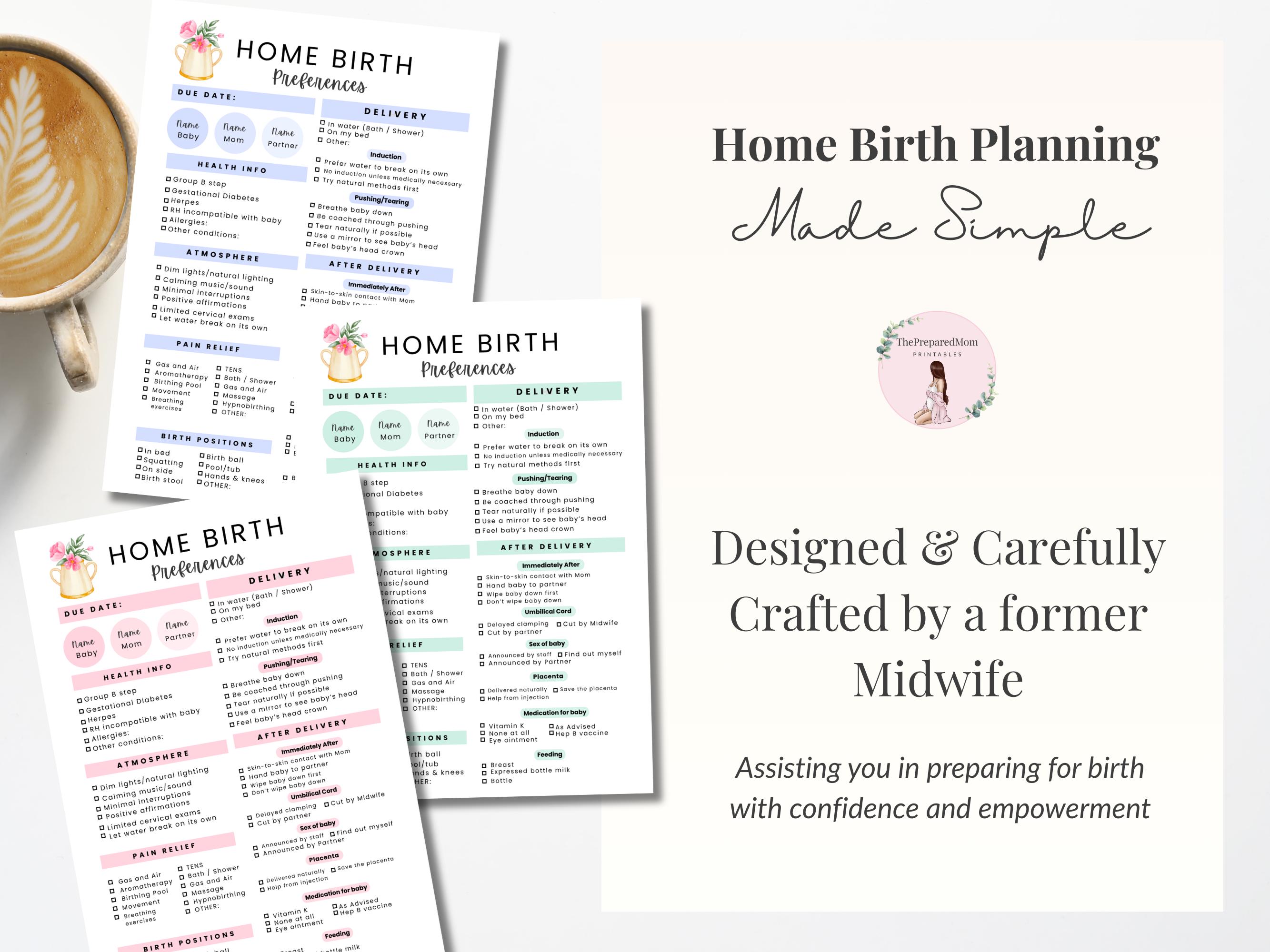 Simple Home Birth Plan Template, Editable Pastel Visual Birth Plan ...