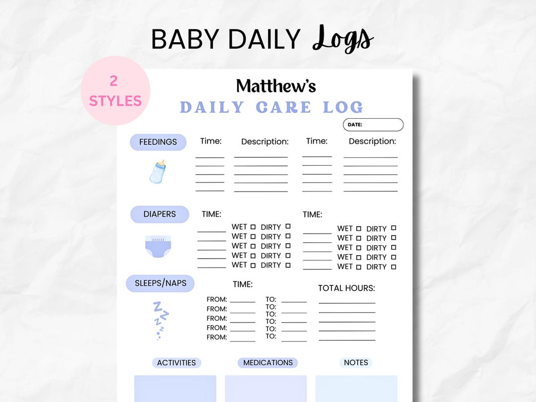 Newborn Daily Logs | Editable Printable Nanny Log |infant Daily Report ...
