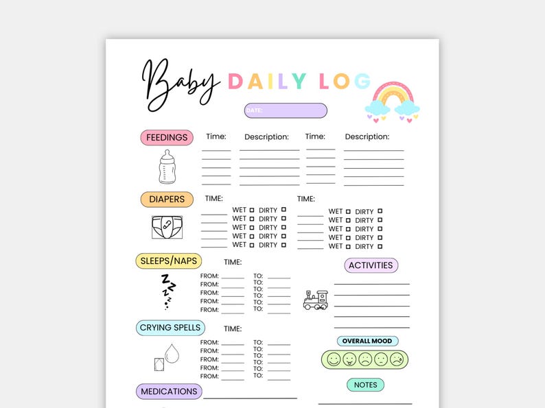 Infant Daily Log Newborn Care Feeding Sleep Tracker,medication Log ...