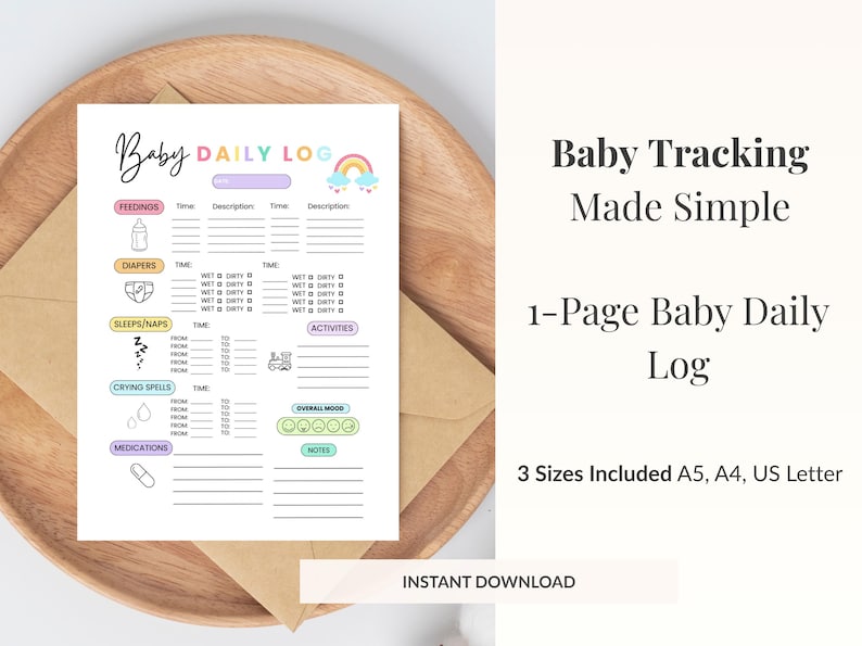 Infant Daily Log | Newborn Care Feeding Sleep Tracker,medication Log ...