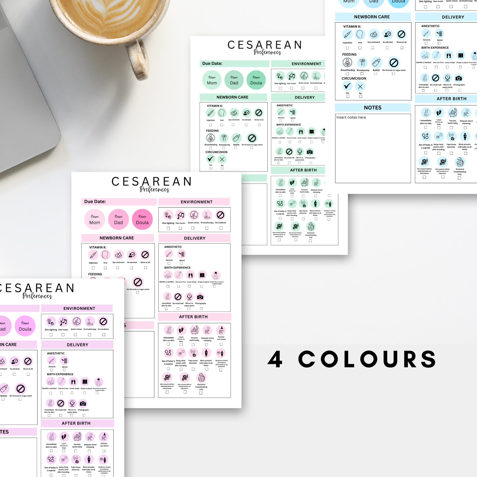 Visual C-section Birth Plan Template Simple Doula Handout Expectant ...