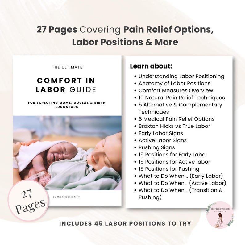 Comfort in Labor Guide, Birth Comfort Measures Manual, Editable Doula ...