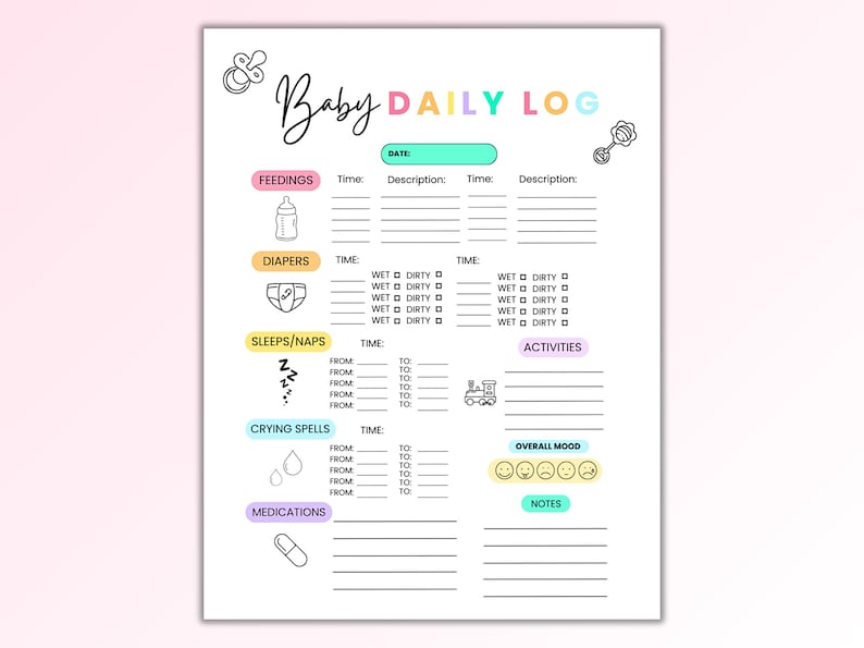 Infant Daily Log | Newborn Care Feeding Sleep Tracker,medication Log ...