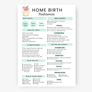 Simple Home Birth Plan Template, Editable Pastel Visual Birth Plan ...