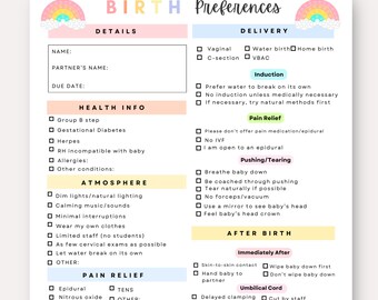 Visual Birth Plan Template Bundle,printable Labor Delivery Preferences ...