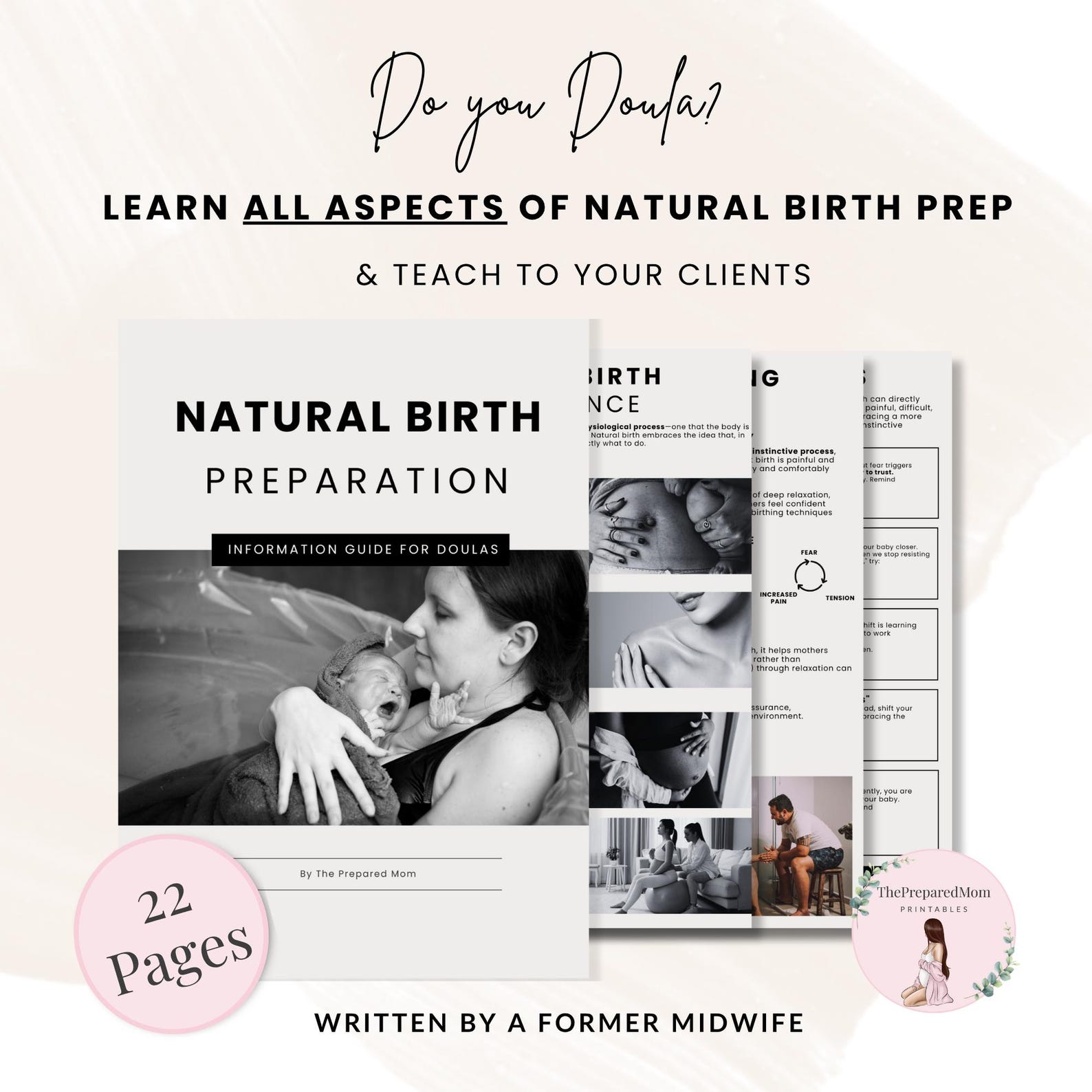 Natural Birth Prep Guide & Workbook, Natural Pain Relief Hypnobirthing ...