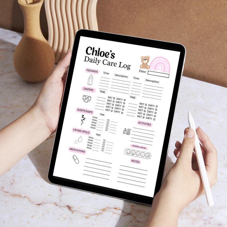 Canva Baby Daily Log, Editable Newborn Care Report, Postpartum Mom Baby ...