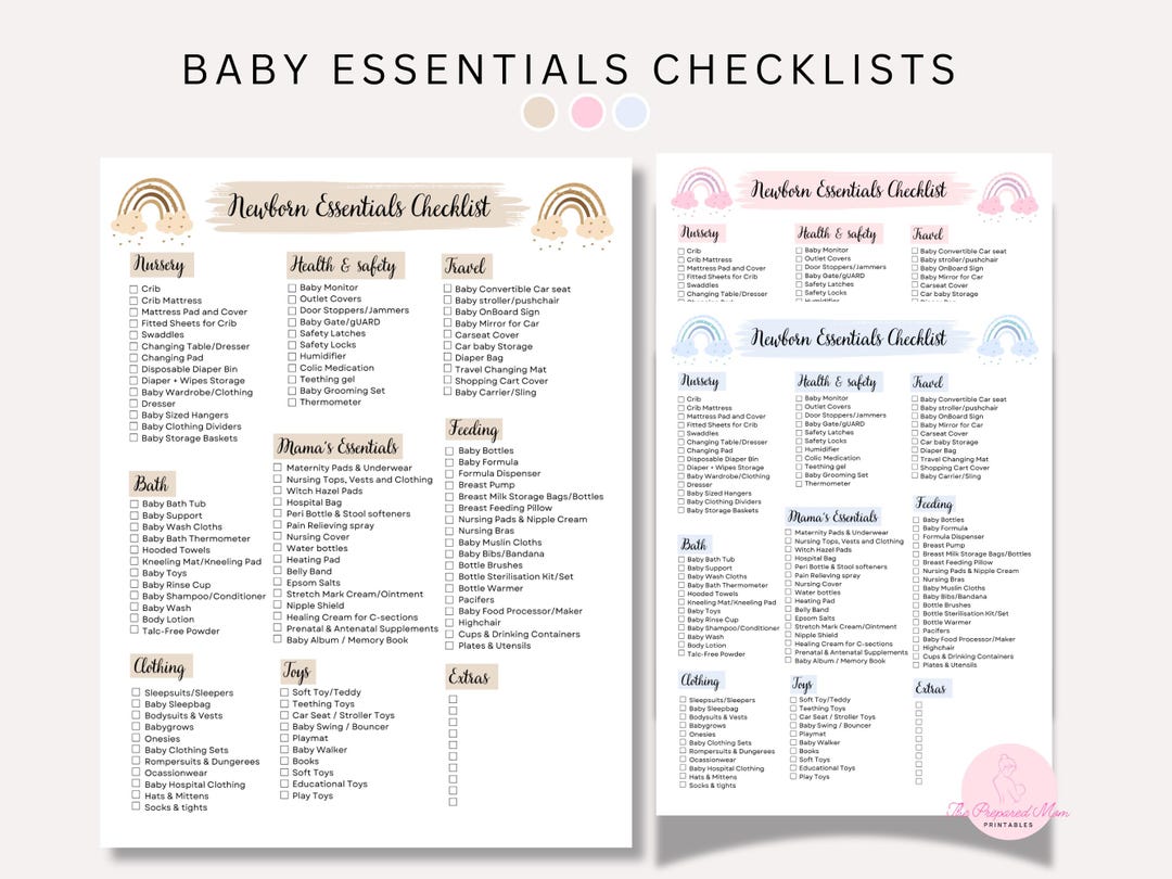 Baby Essentials Checklists | Newborn Must Haves List | Editable Baby ...