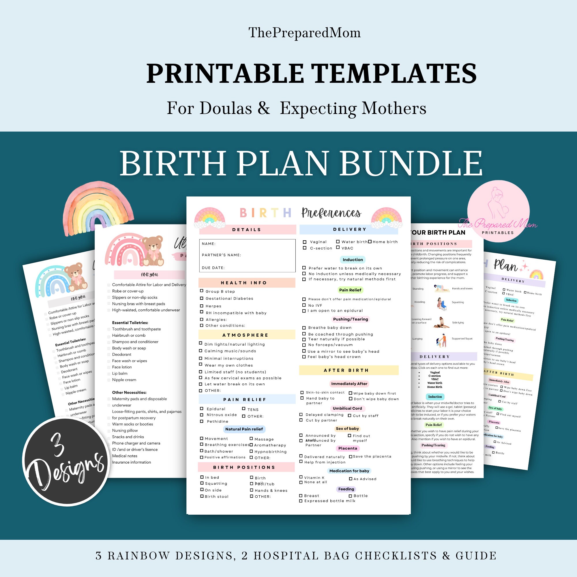 Visual Birth Plan Template Bundle,printable Labor Delivery Preferences ...