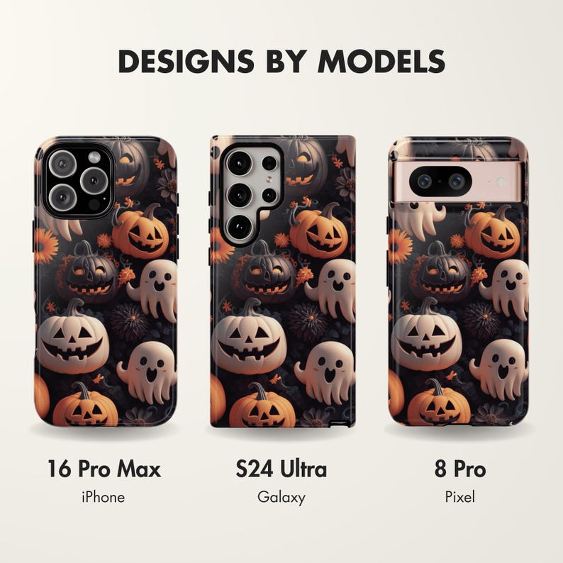 Halloween Phone Case, Cute Ghost Pumpkin Design, 3D Clay, iPhone 17 16 ...