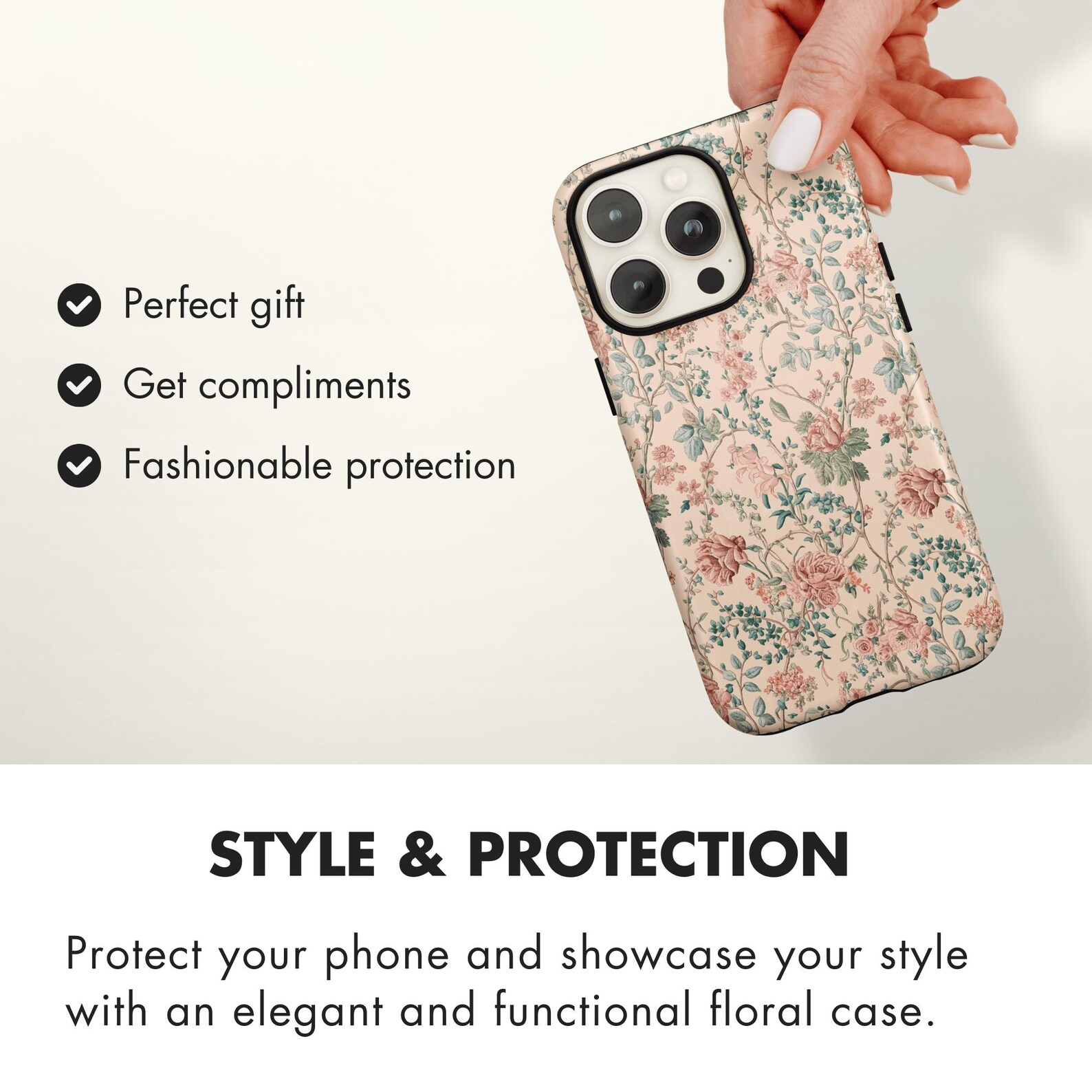 Vintage Flower Floral Phone Case, Retro Flower Pattern, iPhone 17 16 15 ...