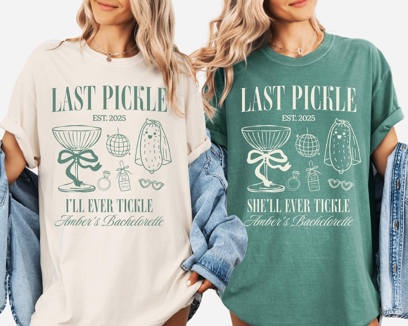 Last Pickle She’ll Ever Tickle Shirt, Personalized Pickle Bachelorette ...