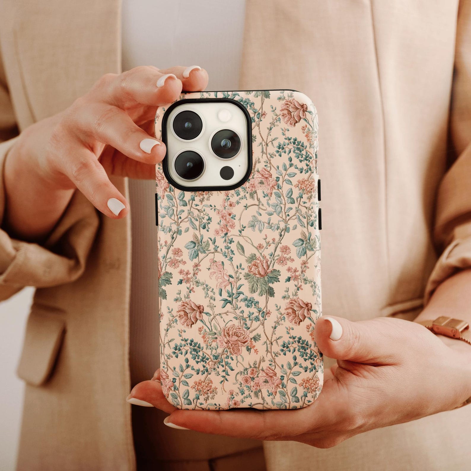 Vintage Flower Floral Phone Case, Retro Flower Pattern, iPhone 17 16 15 ...