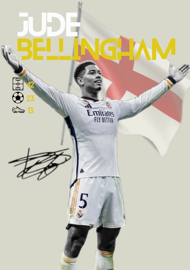 Jude Bellingham Real Madrid Football Print/poster Framed/unframed With ...