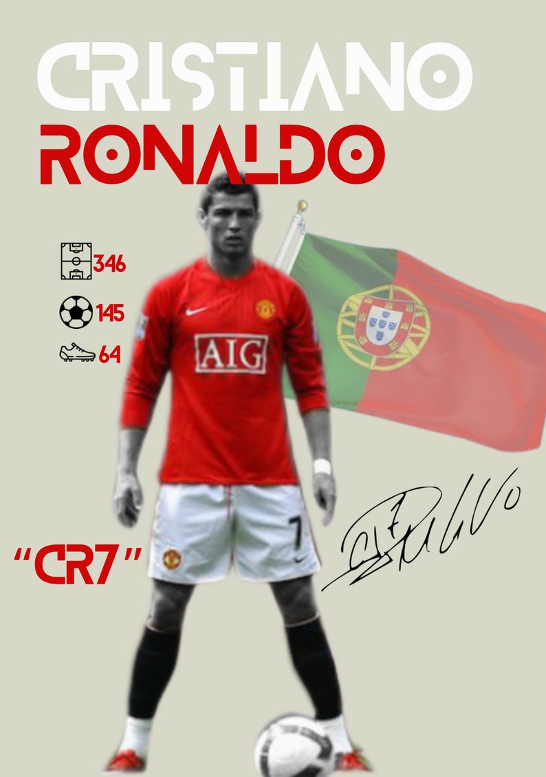 Cristiano Ronaldo CR7 Manchester United Football Print/poster Framed ...