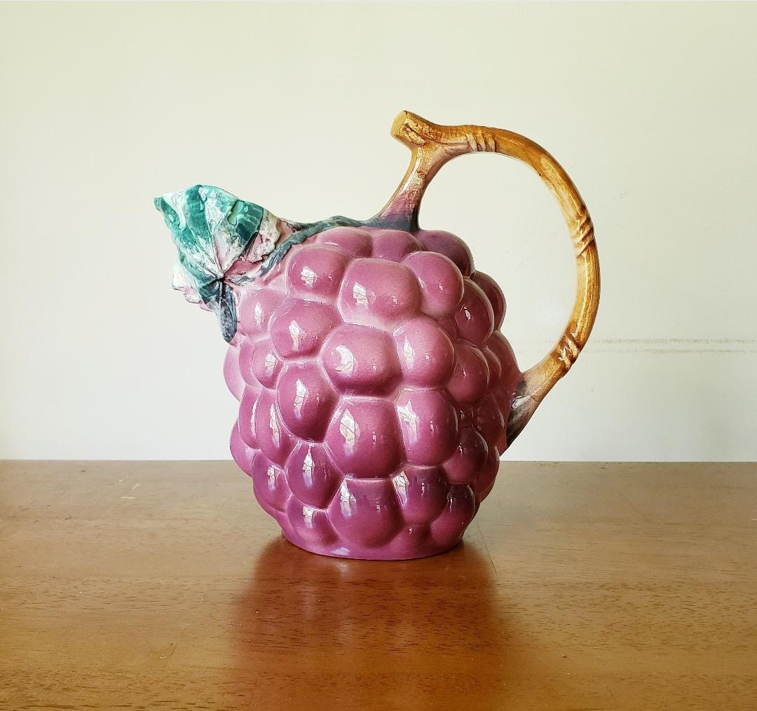 Vintage Majolica Grapes Pitcher Made in Italy #9506 - Etsy