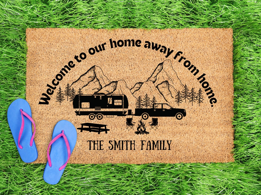 Camping Welcome Mat, Personalized Welcome Mat, Family Name Doormat ...