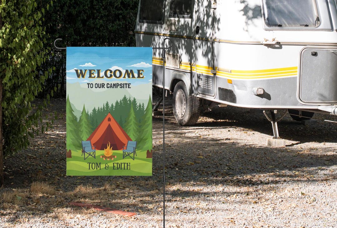 Camping Welcome Flag, Campsite Welcome Sign, Custom Garden Flag ...
