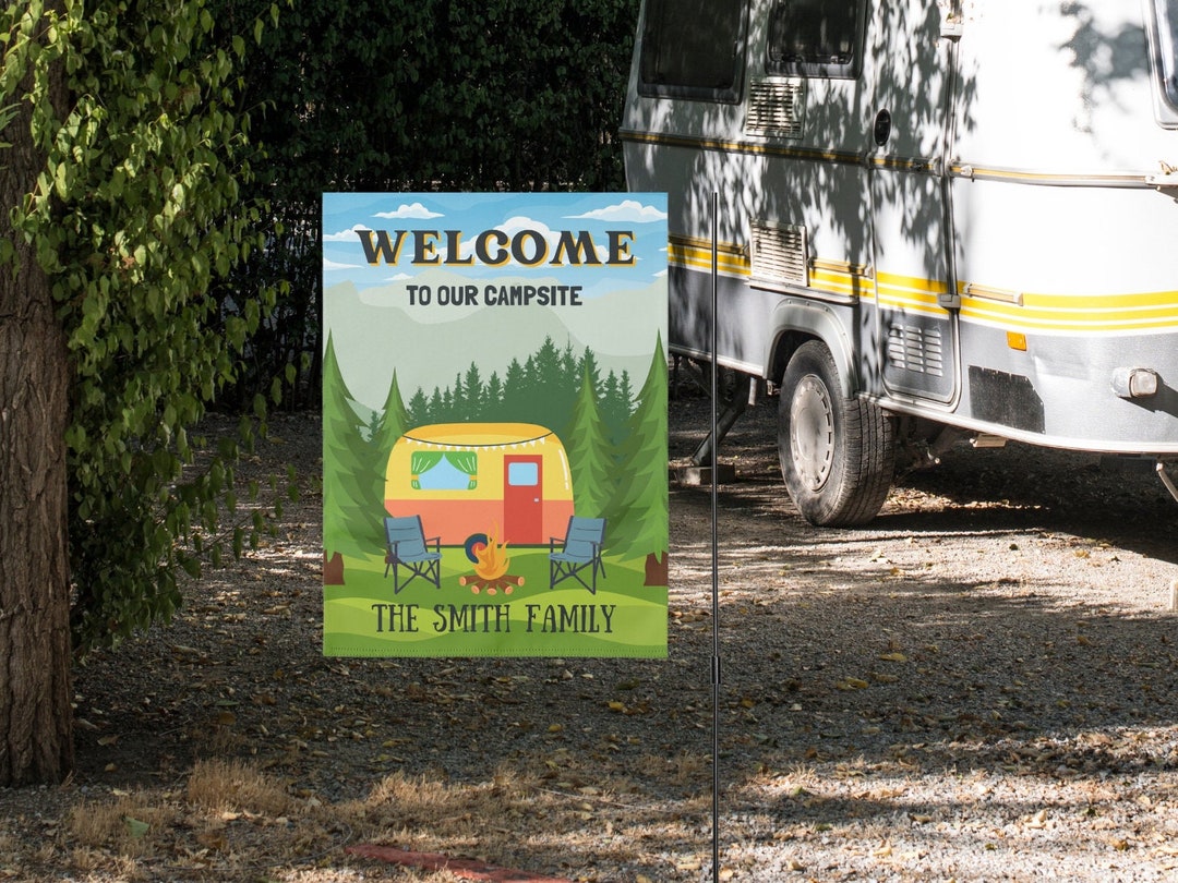Camping Welcome Flag, RV Campsite Welcome Sign, Custom Garden Flag ...