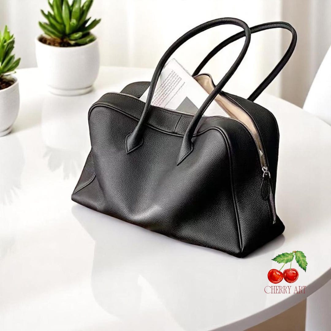Soft Leather Top Handle Bag: Minimalist Work Tote, Travel Handbag - Etsy