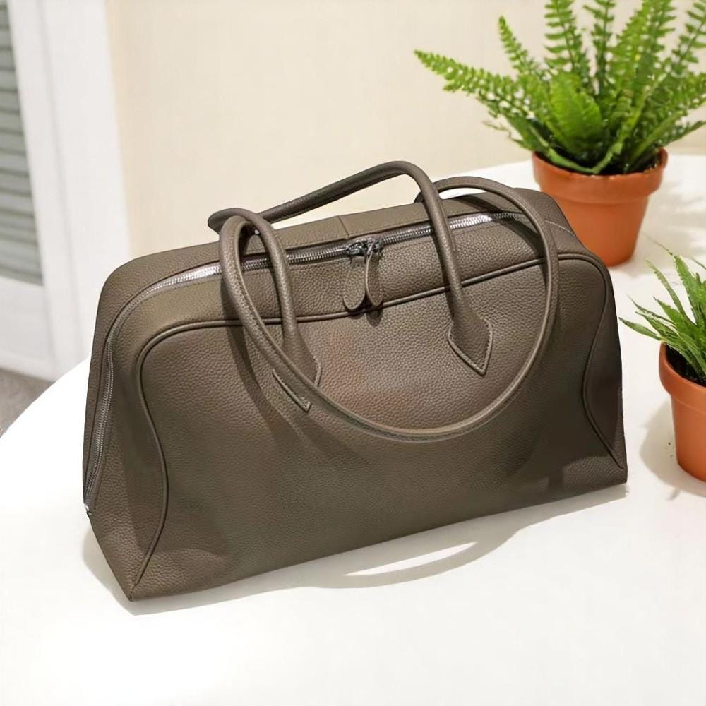 Soft Leather Top Handle Bag: Minimalist Work Tote, Travel Handbag - Etsy
